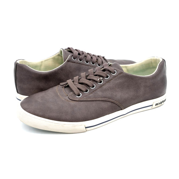 SeaVees | Shoes | Seavees Shoes Men 8 Brown Vegan Leather Low Top ...
